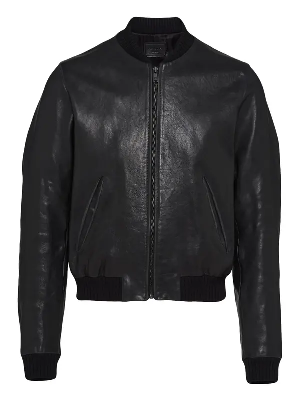 Prada Leather Bomber Jacket - Black