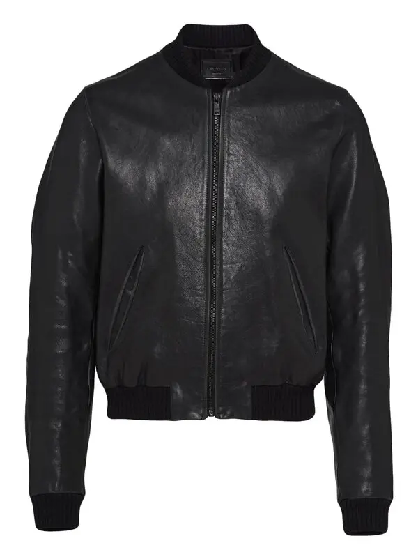 Prada Leather Bomber Jacket - Black
