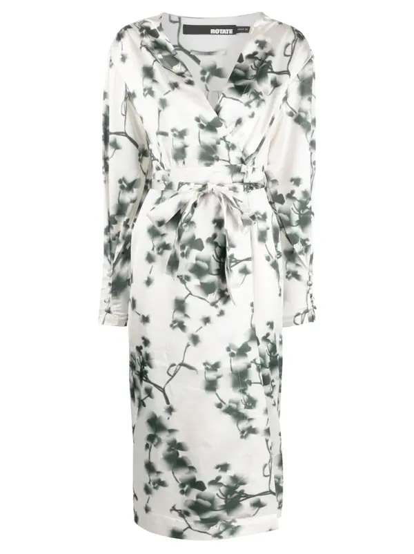 Remain Birger Christensen Abstract Floral-print Midi Dress - Neutrals