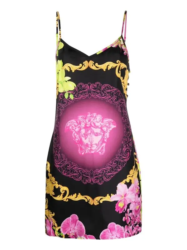 Versace Medusa-print Mini Dress - Black