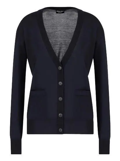 Giorgio Armani Pure Cashmere Long Cardigan - Blue / Navy