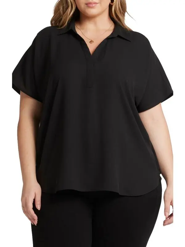 NYDJ Becky Georgette Popover Top - Black