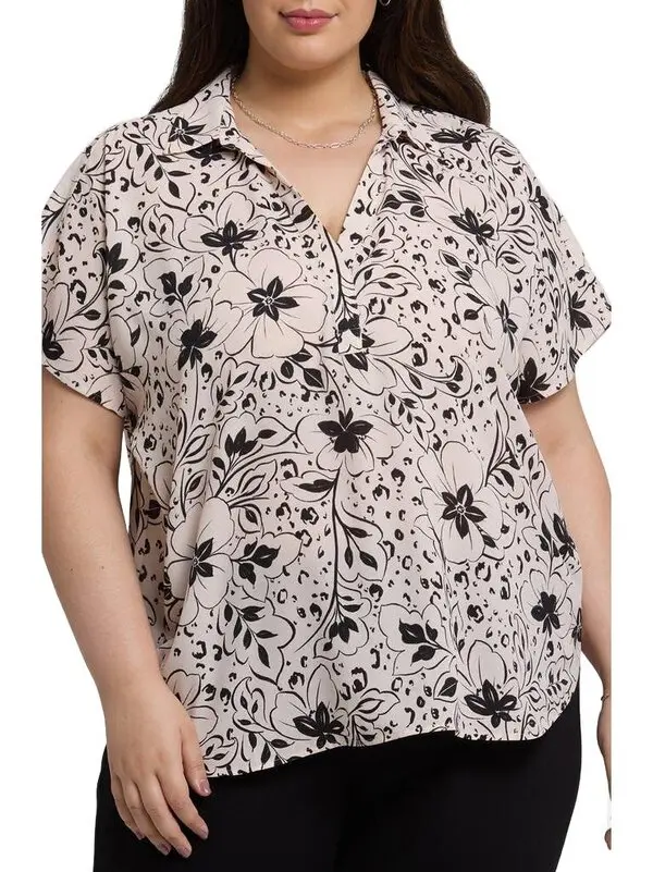 NYDJ Becky Georgette Popover Top - Luna Flores