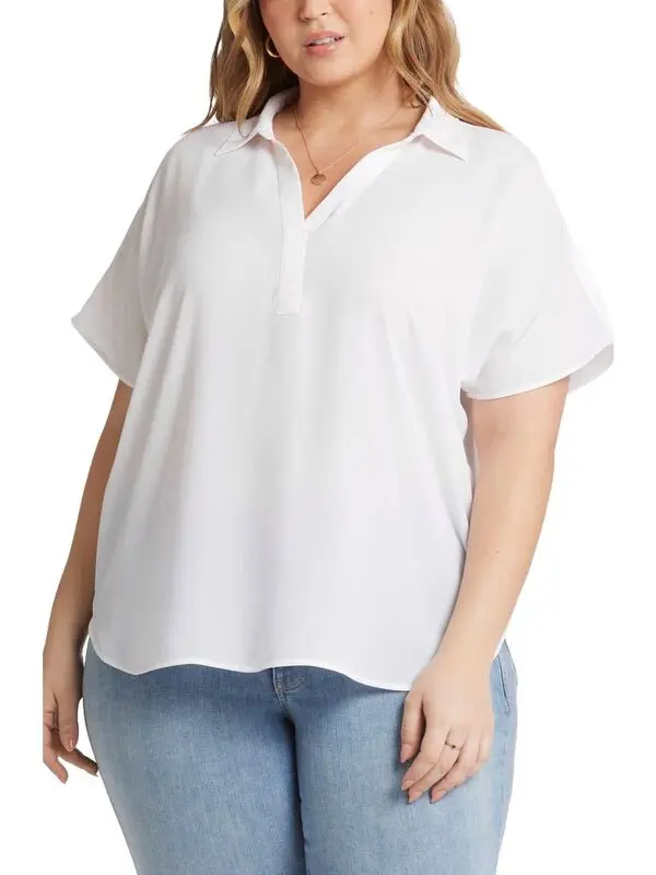 NYDJ Becky Georgette Popover Top - Optic White