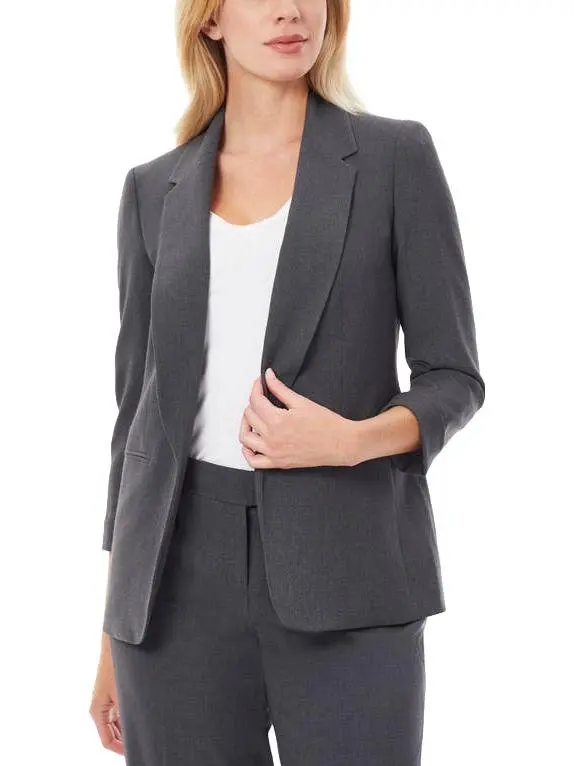 Jones New York Three-quarter Sleeve Blazer - Grey