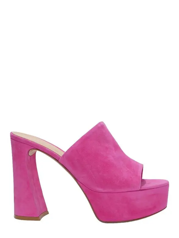 GIANVITO ROSSI Camoscio Platform Mules - Pink Bloom