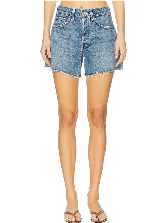 AGOLDE Parker Long Denim Shorts - Fairway