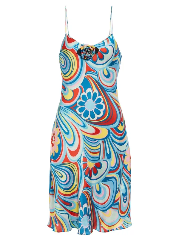 RODARTE Printed Satin Slip Dress - Multicoloured