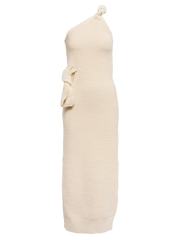 Jacquemus La Robe Maille Noeud Midi Dress - White