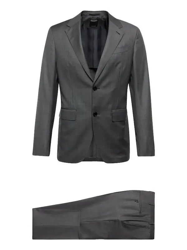 Zegna Single-breasted Virgin Wool Suit - Grey