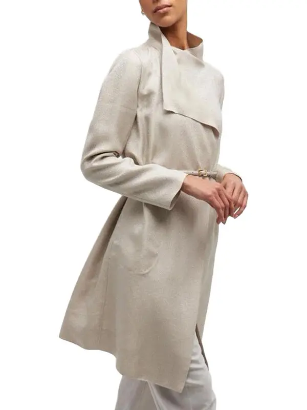 Giorgio Armani Metallic Wrap Coat With Belt - Gold