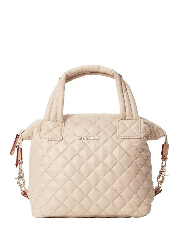 Mz Wallace Sutton Deluxe Small Quilted Nylon Crossbody Bag - Light Beige