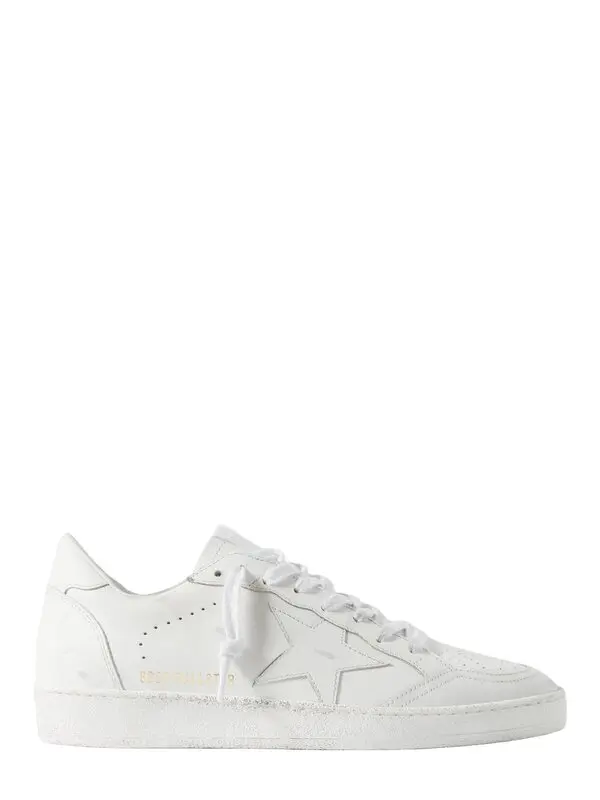 GOLDEN GOOSE Ball Star Distressed Leather Sneakers - White