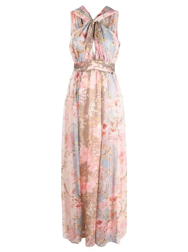 Liu Jo Floral-print Halterneck Maxi Dress - Pink