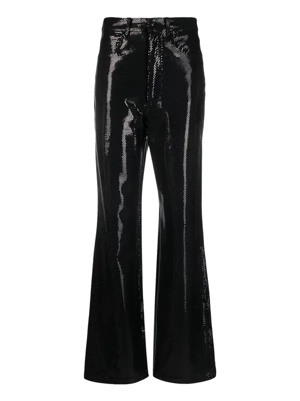 ROTATE BY BIRGER CHRISTENSEN Foil Jersey Straight-leg Trousers - Black