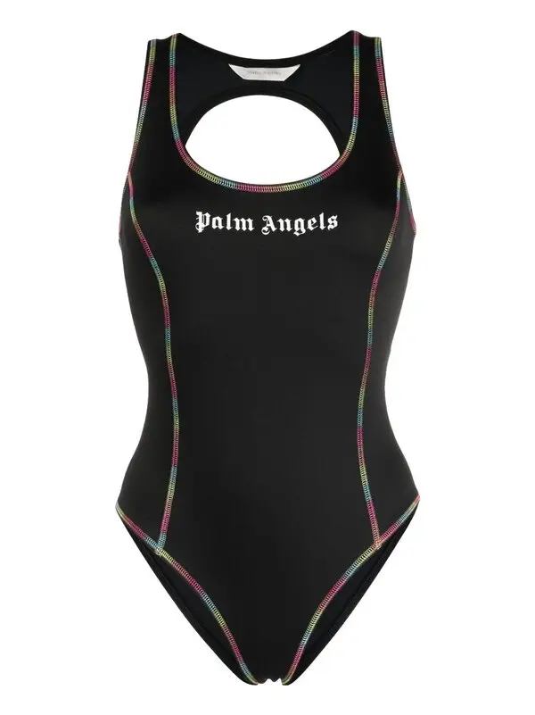 Palm Angels Logo-print Swimsuit - Black