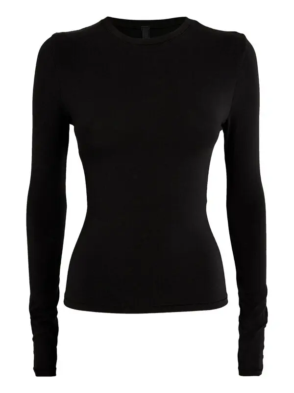 SKIMS Cotton Jersey Long-sleeved T-shirt - Black