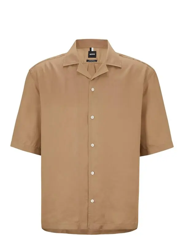 BOSS Relaxed-fit Short-sleeved Shirt - Beige