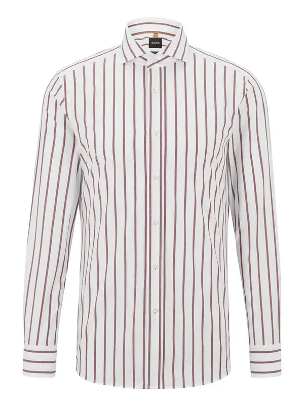 BOSS Cotton Striped Shirt - Red