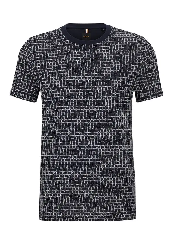 BOSS Cotton Printed Tribel T-shirt - Blue