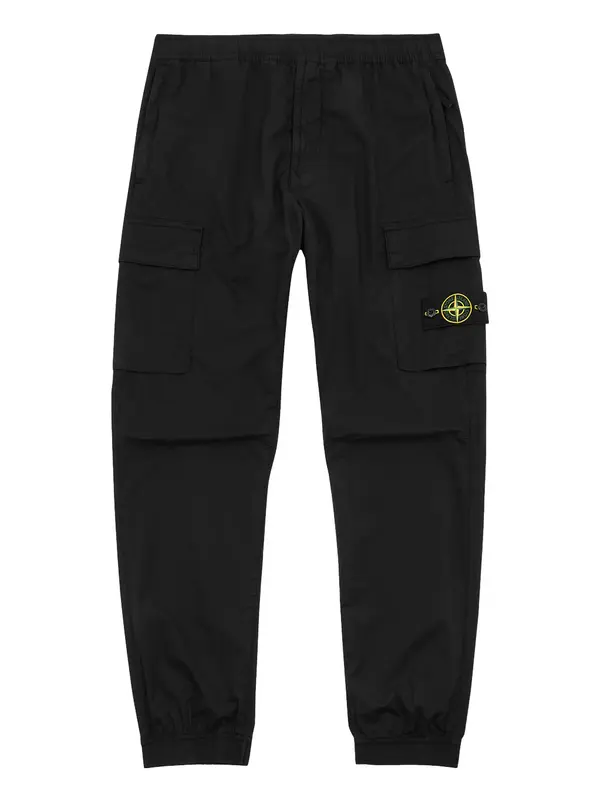 Stone Island Stretch-cotton Cargo Trousers - Black