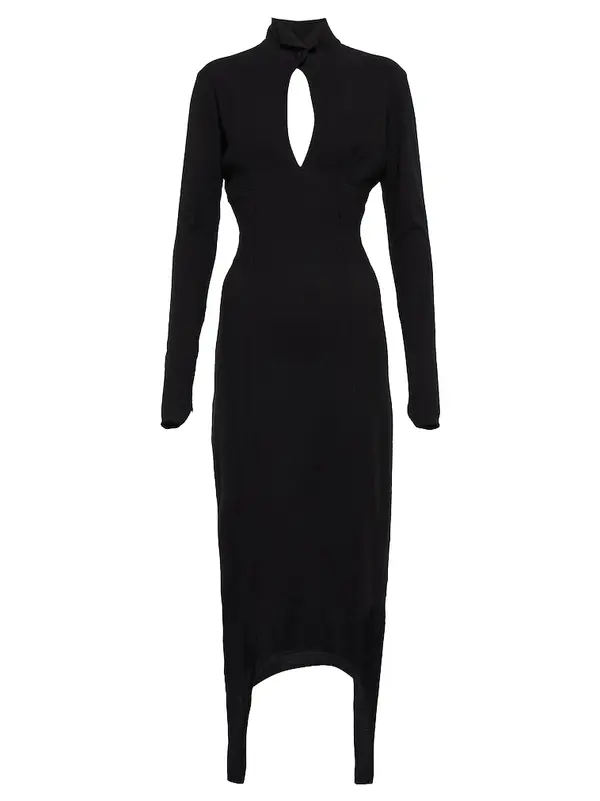Patou Cutout Jersey Midi Dress - Black