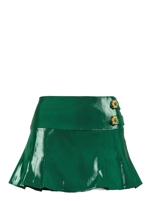 MISS SOHEE Silk Lamé Miniskirt - Green
