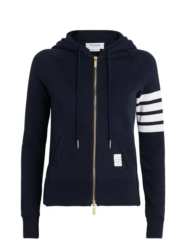 Thom Browne 4-bar Zip-up Hoodie - Navy