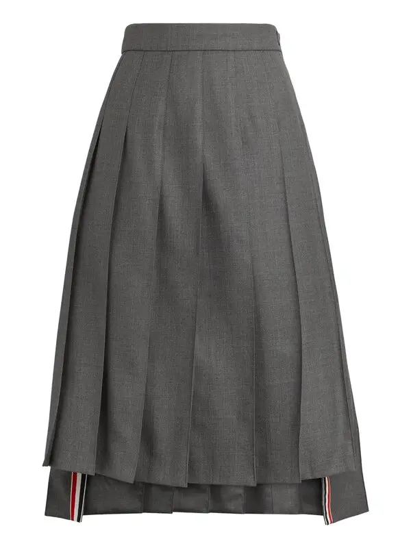 Thom Browne Pleated Midi Skirt - Grey