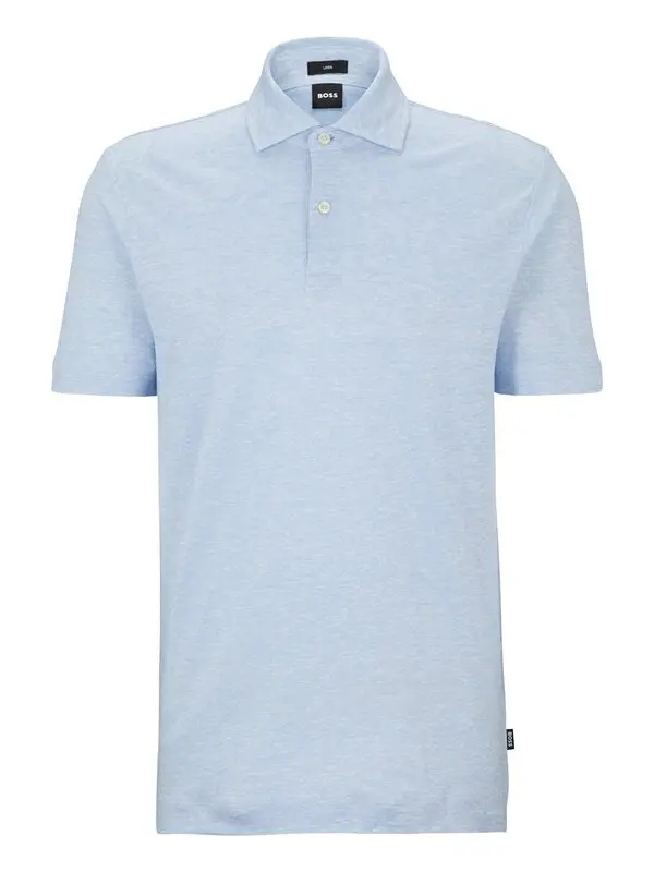 BOSS Linen Polo Shirt - Blue
