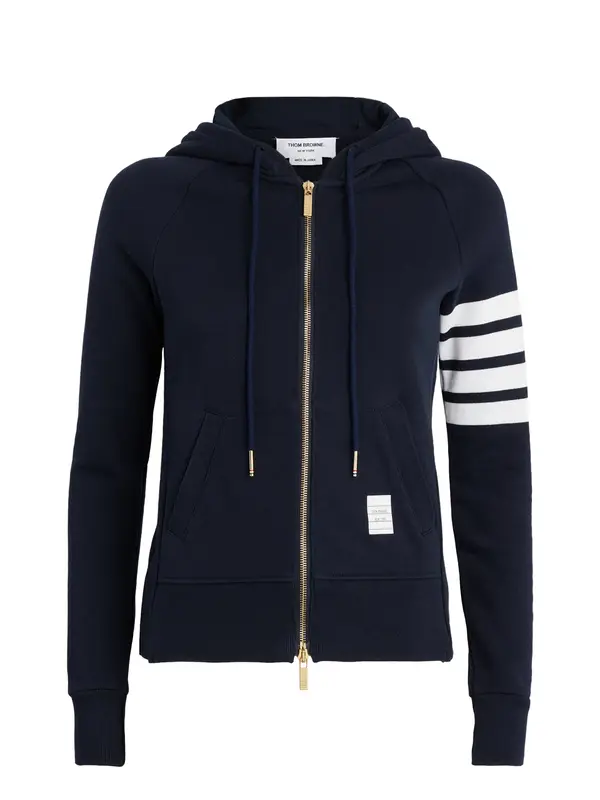 Thom Browne 4-bar Zip-up Hoodie - Navy