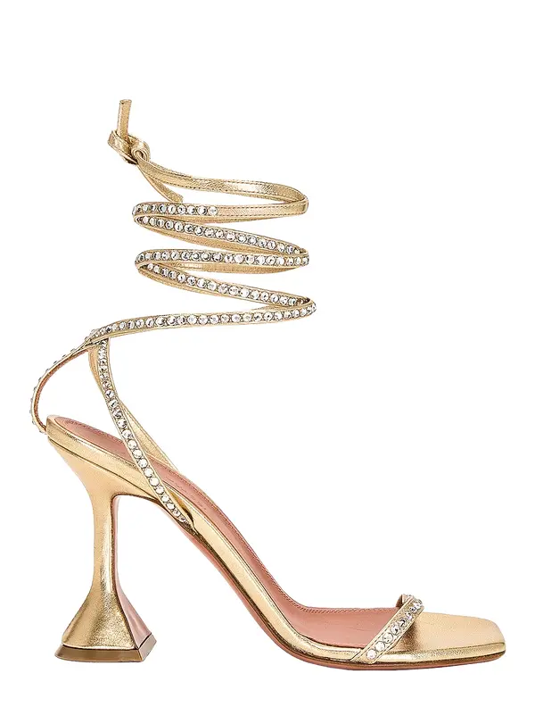 Amina Muaddi Vita Crystal Sandal - Nappa Gold & White