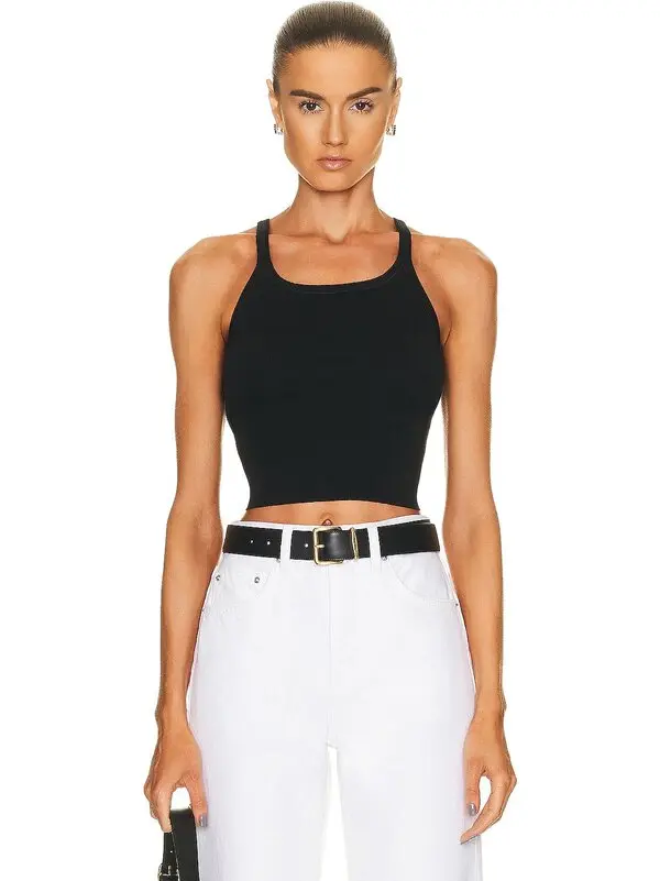 Eterne Cropped Rib Tank Top - Black
