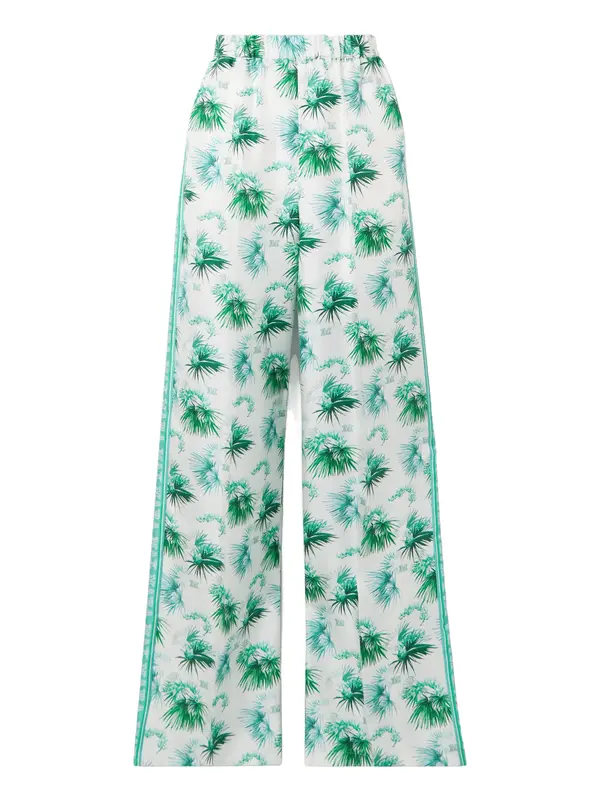 Max Mara Printed Pleated Silk-twill Wide-leg Pants - Blue