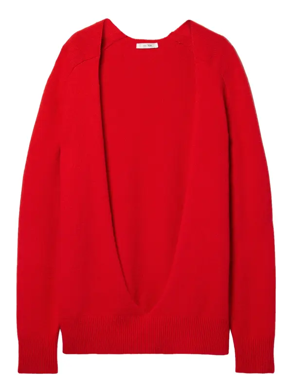 THE ROW Chevro Cutout Cashmere Sweater - Red