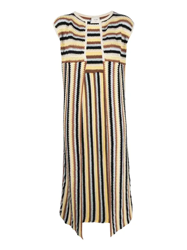 ALYSI Stripe-pattern Knitted Gilet - Brown