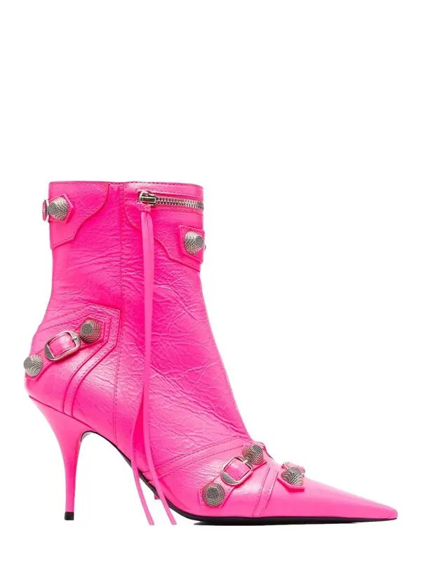 Balenciaga Cagole Leather Ankle Boots - Pink