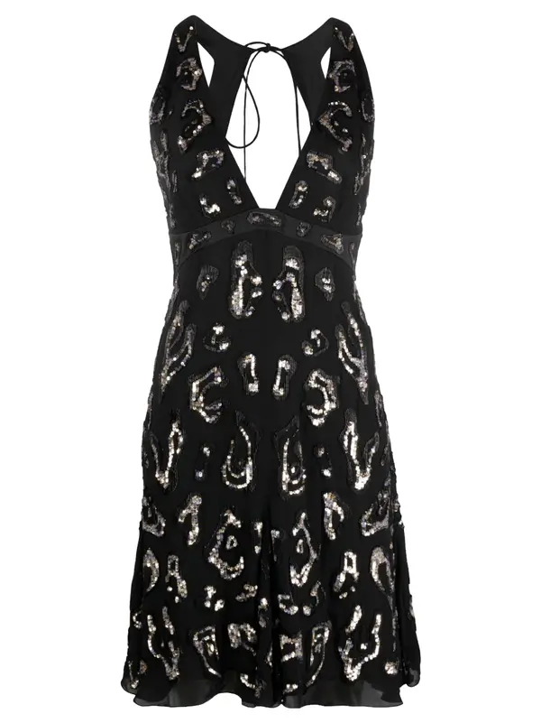 Roberto Cavalli Sequin-embellished Open-back Dress - Black