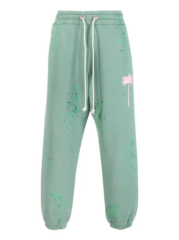 Palm Angels Paint-splatter Track Pants - Green