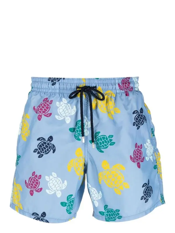 Vilebrequin Ronde Des Tortues-print Swim Shorts - Blue
