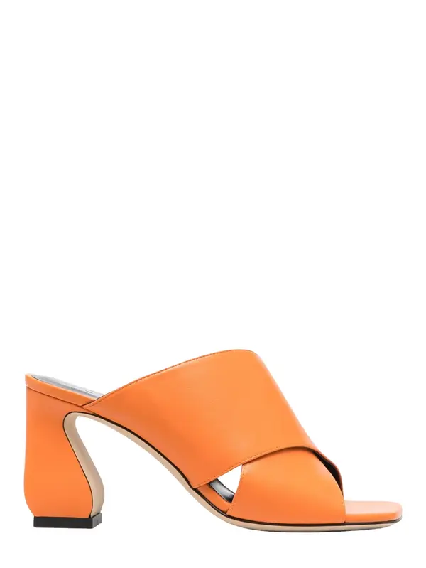 SERGIO ROSSI 80mm Leather Sandals - Orange
