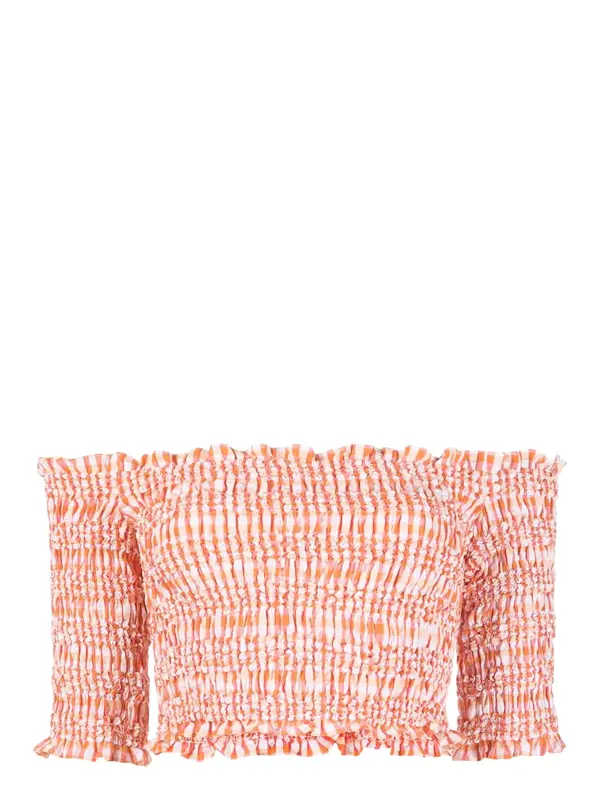 Kenzo Off-shoulder Gingham Top - Orange
