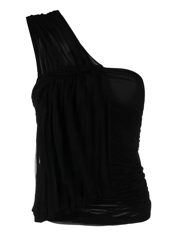 Rick Owens Edfu Ruched Draped Top - Black