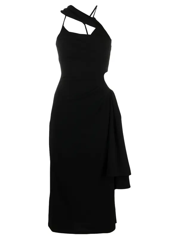 Jacquemus Abanada Draped Asymmetric Dress - Black