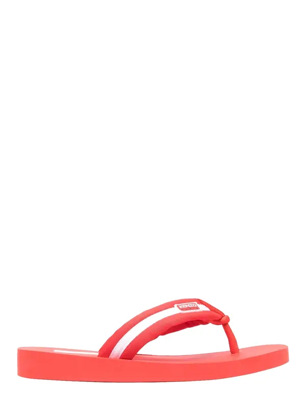Kenzo Logo-patch Striped Flip Flops - Red
