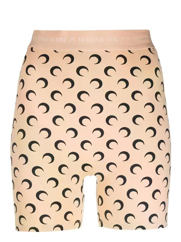 MARINE SERRE Moon-print Cycling Shorts - Neutrals