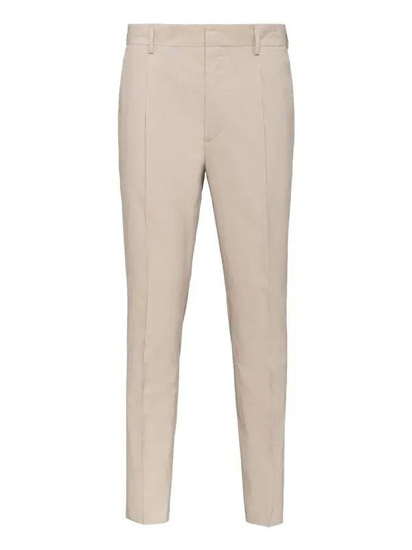 Prada Tailored Cotton Trousers - Neutrals