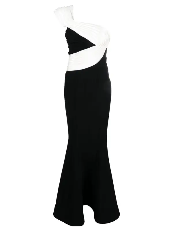 GABY CHARBACHY Draped One-shoulder Long Dress - Black