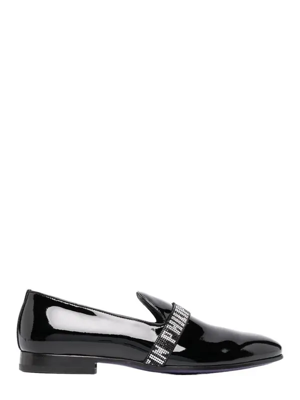 Philipp Plein Logo-embellished Patent Slippers - Black