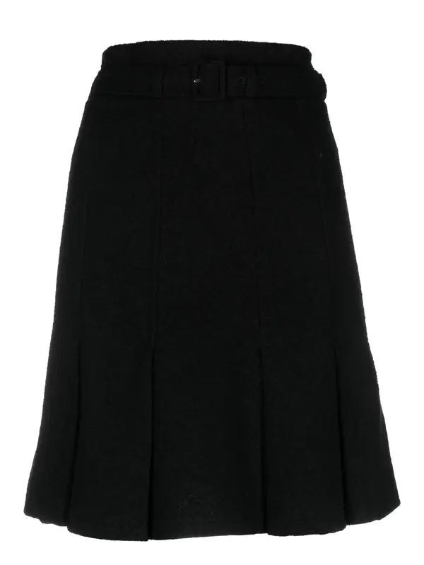 Patou Belted A-line Skirt - Black